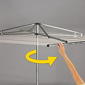 Household Essentials 17140-1 Rotary Outdoor Umbrella Drying Rack | Steel | 30-Lines with 182 ft. Clothesline