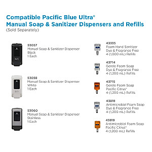Pacific Blue Ultra Gentle Foam Hand Soap Refill (43714), Compatible Only With Pacific Blue Ultra Manual Dispenser, Dye and Fragrance-Free, 40.5 FL OZ, 4 Refills Per Case