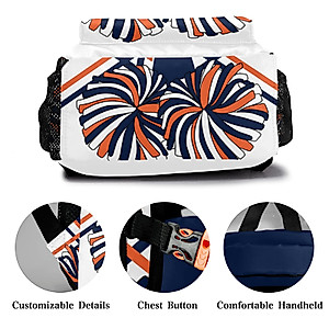 SunFancyCustom Custom Cheer Cheerleader Navy Blue Orange Personalized Causual Shoulder Bag Sports Leisure Camping Backpack for Women Men