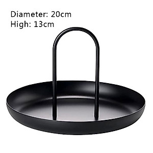 WFHTU Desktop Storage Tray Round Jewelry Tray Living Room Kitchen Dining Table Meal Snack Tray Plate with Handle Home