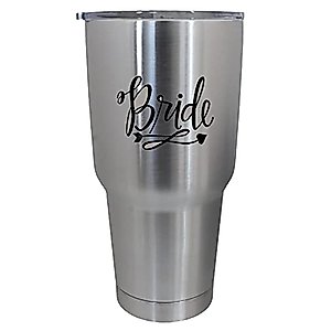 Epic Designs Cups drinkware tumbler sticker - BRIDE - Wedding bridal party sticker decal (Black)