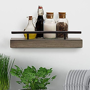 Melannco Floating Railing Shelf for Bedroom, Living Room, Bathroom, Kitchen, 24-Inch, Distressed Gray