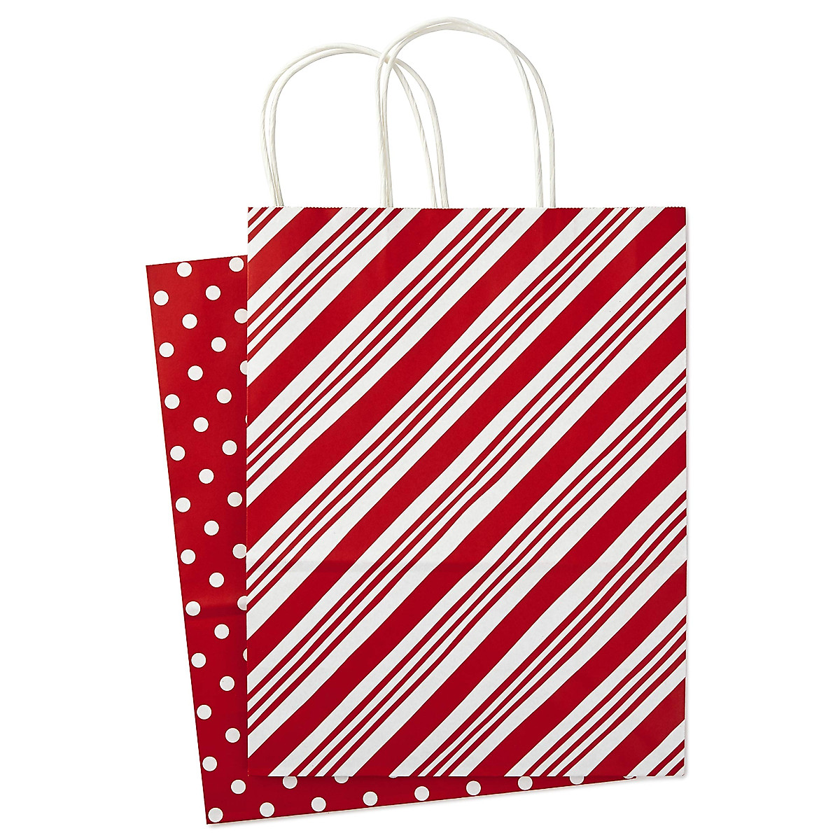 Hallmark 13" Large Gift Bag Assortment, Holiday Icons (12 Paper Gift Bags in Assorted Designs for Hanukkah or Christmas | Stripes, Polka Dots, Snowflakes, Christmas Trees)