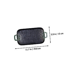 Yardwe 1pc Fire Earth BBQ Plate Cake Tray Outdoor Griddle Grill Square Dish Set Square Baking Tray Camping Pot Roasting Pan Roasting Plate with Handles Household Kitchenware Ceramic Plate