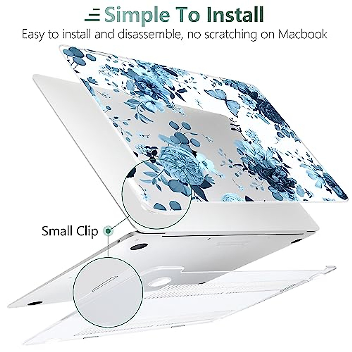 CAMPLALA for MacBook Air 13 inch Case 2021-2018 Release Model A2337 M1 A2179 A1932 - Hard Shell Case & Keyboard Cover & Screen Protector & OTG Adapter Suitable MacBook Air 13", Ink Flowers