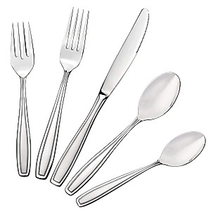 Radley & Stowe 60-Piece Flatware Durable Stainless Steel Silverware + 5-Piece Serving Set Bundle (Service for 12)