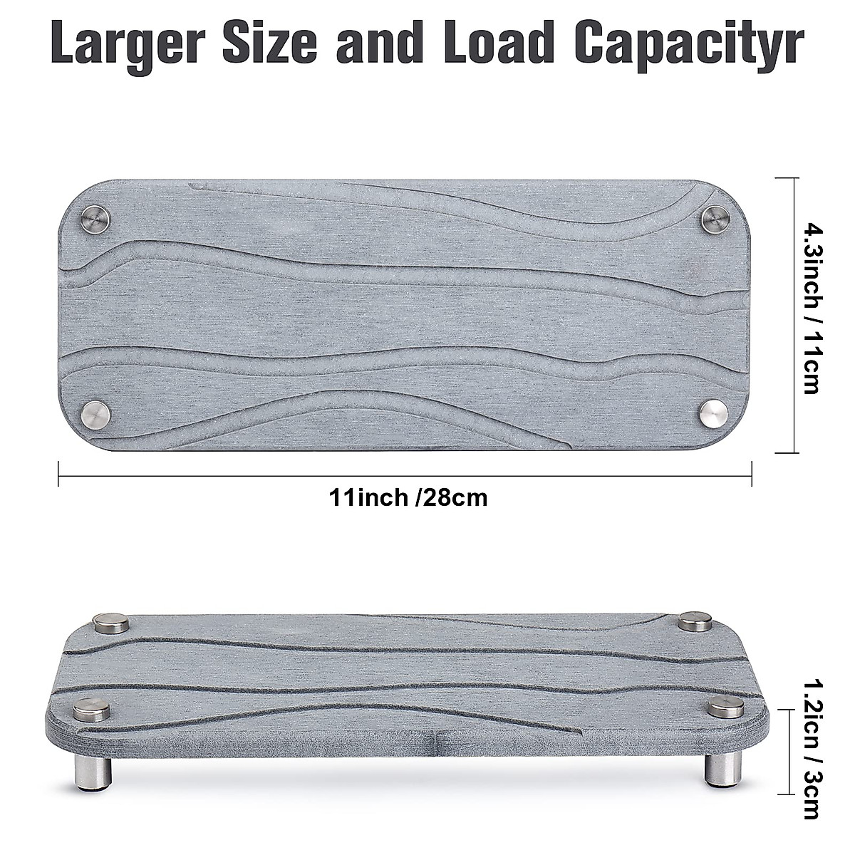 Kitchen Sink Caddy, Water Absorbing Stone Tray for Sink, Dries Instantly Kitchen Sink Organizer with Stainless Steel Feet Sink Tray for Soap Water Bottles Candles Protection Modern Home 2PCS