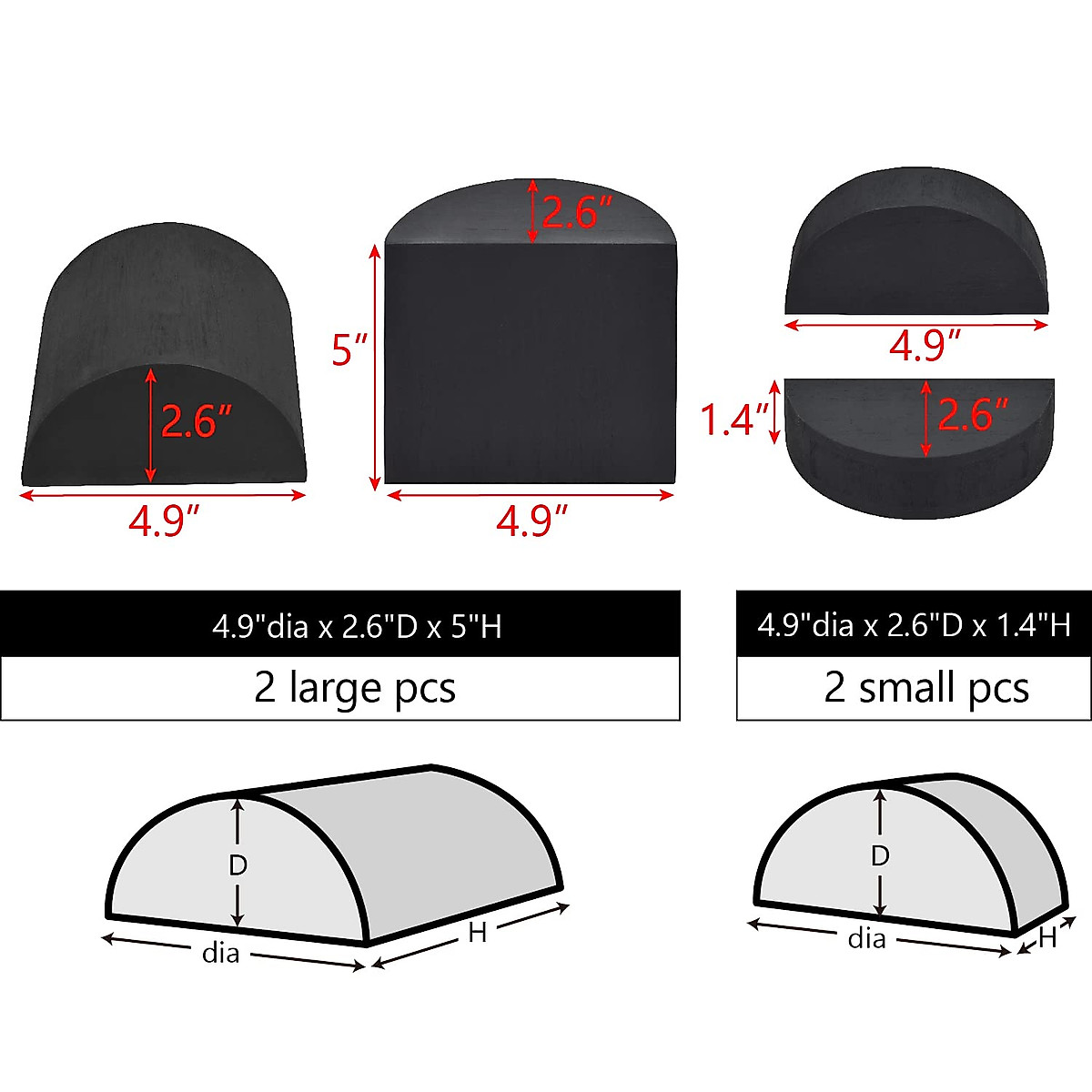 MOOCA 4 Pcs Lightweight Wooden Jewelry Display Riser Set for Bracelets, Earrings, and Necklaces, Multiple Combinations for Countless Display Styles, Black Color