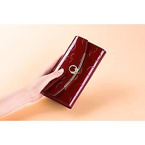 LYRRSH Women's Wallet Leather Long RFID Blocking Large-capacity Wallet Multifunctional Anti-theft Credit Card Holder (blue), 19cm*10cm*3.5cm