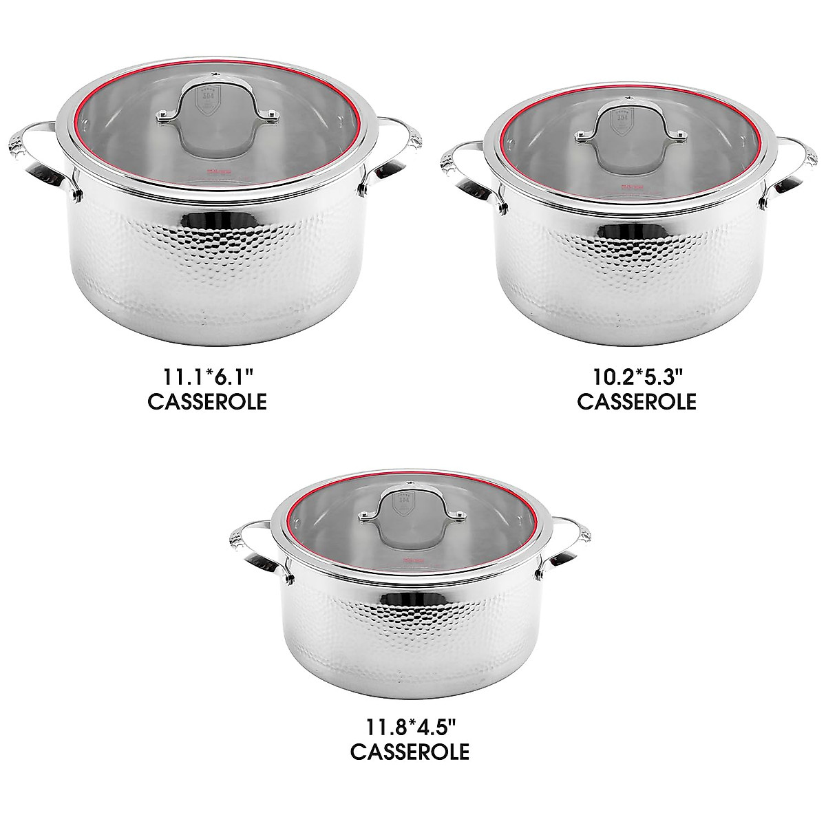 DSP 8 in 1 Premium Stainless Steel Stockpot Sets 3 5 10 Quart with Lids - Versatile Induction & Multi-Stove Compatible Large Cooking Pot, Ideal for Soup, Gumbo & Stew, Durable, Dishwasher Safe