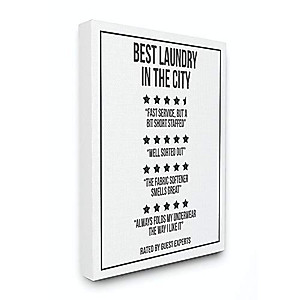 Stupell Industries Five Star Laundry Funny Word Black and White Design Canvas Wall Art, 16 x 20, Multi-Color