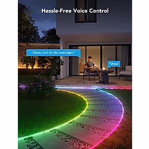 Govee Outdoor Neon Rope Lights, 32.8ft RGBIC IP67 Waterproof Patio Decorations with 64 Scene Modes, Music Sync, Flexible LED Outdoor Lights, Holiday Lights Work with Alexa, Google Assistant