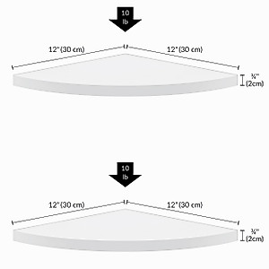 Ballucci Corner Shelves Wall Mount, Floating Corner Shelf Set of 2 for Bedroom, Living Room, Bathroom, Kitchen, Kids Room, Home Décor, 12 x 12 inch, White