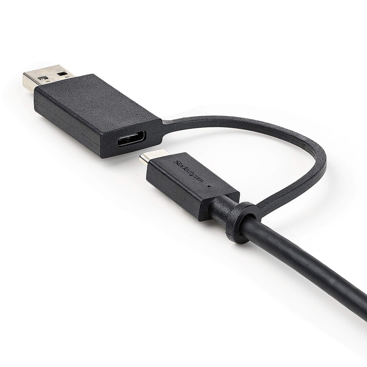 StarTech.com 3ft (1m) USB-C Cable with USB-A Adapter Dongle - Hybrid 2-in-1 USB C Cable w/USB-A - USB-C to USB-C (10Gbps/100W PD), USB-A to USB-C (5Gbps) - Ideal for Hybrid Docking Station (USBCCADP)