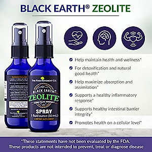 The Food Movement Black Earth Zeolite with Humic and Fulvic Acids and Trace Minerals for Detox, Digestion, Immunity, and More - Pump Spray Bottle