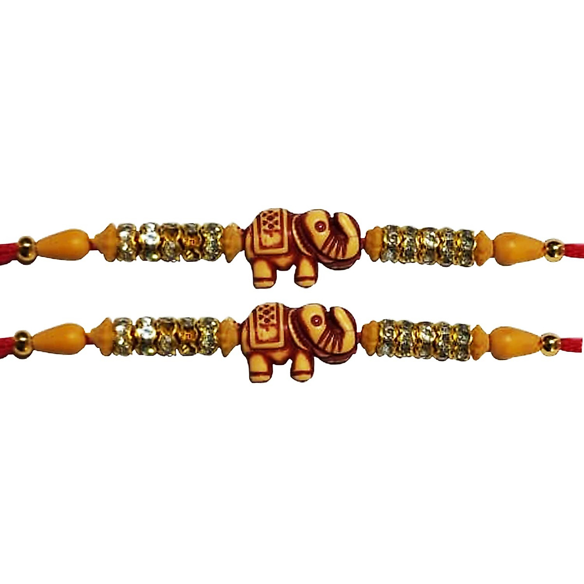 Belexy Set of 2 Rakhi for Brother, Bhaiya, Bhabhi, Sister Handmade Rakhi for Brother Elephant Design Rakhi Beads Traditional Rakhi for Raksha Bandhan Stylish Rakhi, Fancy Rakhi