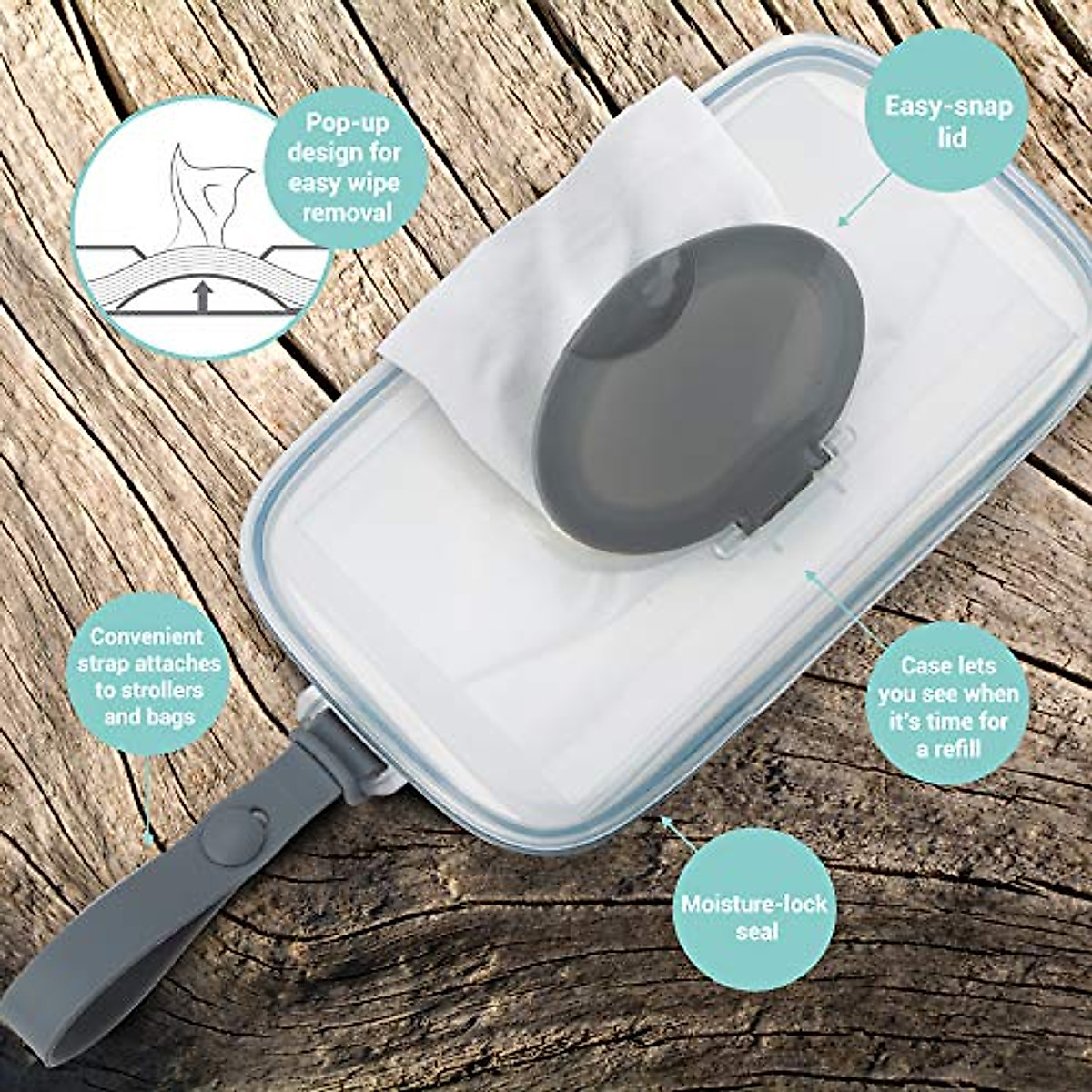 Dr. Talbot's Deluxe Baby Wipes Dispenser for Travel, Grey