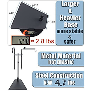 14.4" to 36.2" Adjustable Reptile Dual Heat Lamp Stand for Terrarium Metal Light Stand Floor Lamp Holder Heating Light Bracket Light Hanger for Fixing Porcelain, Deep Dome or Wire Clamp Lamp Fixtures