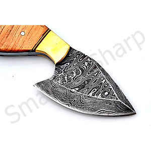 Smart & Sharp Custom Handmade Damascus Steel Hunting Knife/Skinning Knife AA-17274 (Natural Kow Wood)