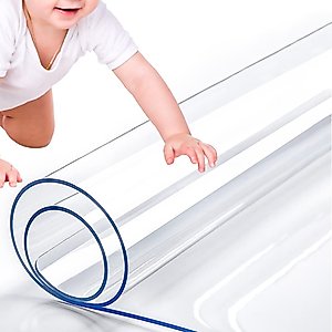 RostiKong 20 x 60 Inch Clear Plastic Dining Room Table Protector PVC Tablecloth Office Desk Blotter Pad Mat Table Top Protection Cover for 5ft Wooden Furniture Coffee End Side Dinner Bar Kitchen Table