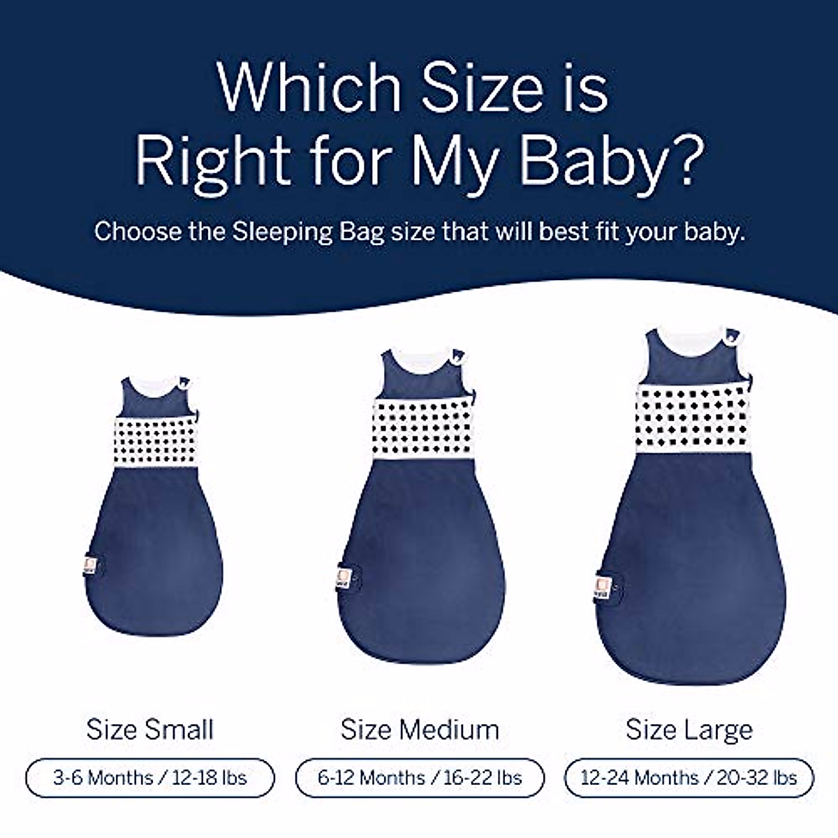 Nanit Breathing Wear Sleeping Bag 100% Cotton Baby Sleep Sack - Works Pro Baby Monitor to Track Breathing Motion Sensor-Free, Real-Time Alerts, Size Large, 12-24 Months, Midnight Blue