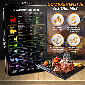 JAQMWV 2 Pack Air Fryer Magnetic Cheat Sheet Set,Air Fryer Accessories Cook Times Sheet for Kitchen,Fryer Sheet Quick Reference Guide,Air Fryer & BBQ Smoker Accessories with Cook Time Recipe Card.