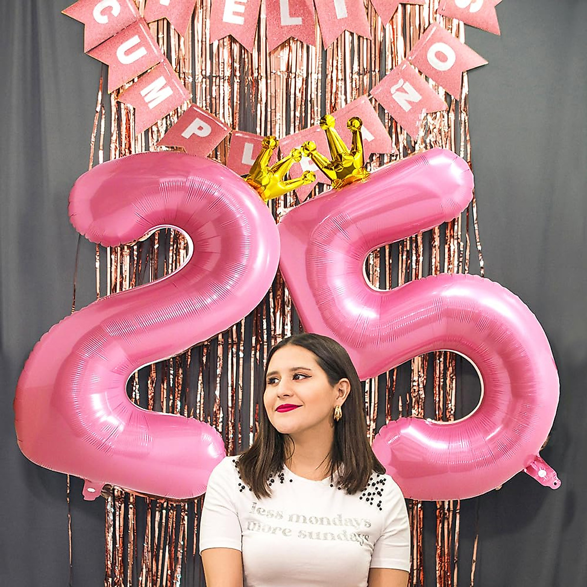 Digit Five Balloon Pink Crown Balloon 5 Year Old Sign Decor, Number 5 Foil Balloon 5th Birthday Balloon Decorations 5 Number Balloons for Wedding Bridal Shower Engagement Photo Shoot Anniversary