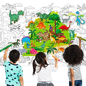 Funrous Dinosaur Jumbo Giant Coloring Poster for Kids 45 x 31.5 Inch Table Wall Coloring Pages Sauropoda Animals Huge Coloring Paper Large Coloring Sheets for Art Activities Kid Birthday Home