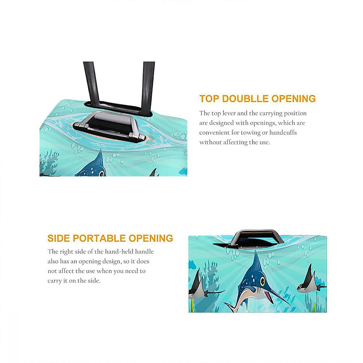 Wondertify Fish Coral Reefs Travel Suitcase Protector Sea Diversity Habitats Washable Elastic Luggage Cover With Concealed Zipper Fits 18-21 Inch Blue Red