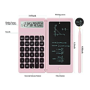 IPepul Calculator，Pink Kawaii calculators Desktop with Writing Screen, Large Display, and Quiet Design - Ideal for Students and Office Workers (Pink)