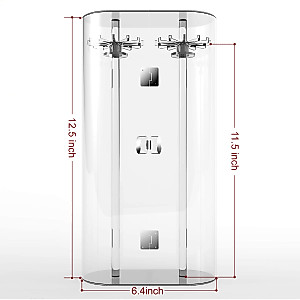 Spinning Tubular Acrylic Jewelry Storage Holder, Rotating Organizer - 24 Hooks for Dressing Table, Cosmetic Stations, Dresser, Bathroom Vanity Countertop - Holds Necklaces, Bracelets Clear
