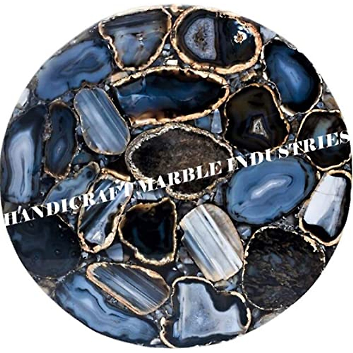 Dark Agate Stone Round Dining Table Top, Dark Agate Stone Round Coffee Table Top for Home Decor, Table - Furniture, Agate - Natural Gemstone, Piece Of Conversation, Family HeirLoom