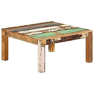 QJBSAVVA Coffee Table 31.5"x31.5"x15.7" Solid Reclaimed Wood,Wood Center Table Low Table TV Stand Sofa Table Suitable for Meeting Rooms, Reception Rooms, Offices