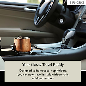 Sipworks Whiskey Tumbler - 8 oz Stainless Steel Tumbler with Double Walled Vacuum Insulation - Dishwasher Safe, Spill Resistant, Insulated Whiskey Tumbler for Travel & Parties - Mahogany