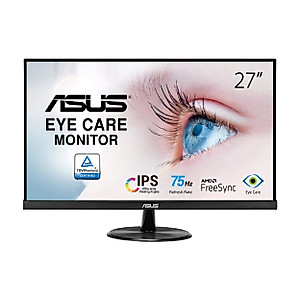 ASUS VP279HE 27” Monitor, 1080P Full HD, 75Hz, IPS, Adaptive-Sync/FreeSync, Eye Care, HDMI VGA, Frameless, Low Blue Light, Flicker Free, VESA Wall Mountable (Renewed)