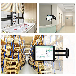 WeSTRUGGLE Tablet Wall Mount, Adjustable Arm Swivel, Anti-Theft Security Lock & Key, Foldable, 360 Rotating, Black