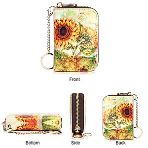 APHISON RFID Credit Card Holder Wallets for Women Leather Zipper Card Case for Ladies Keychain Wallet