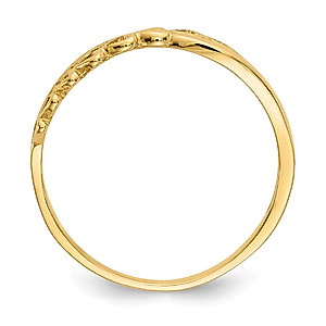 Size - 4.75 - Solid 14k Yellow Gold Fancy Unique Love Heart Ring (1 to 5 mm)