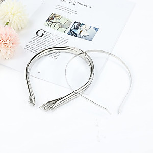 Lawie 20 Pack Bulk 5 MM Thin Silver Gold Black Plain Blank Hard Metal Headbands Skinny Base Headband Slim Simple Wire Hair Bands Clasps Crown Tiara Frame DIY Crafts Accessories for Women Girls Adults