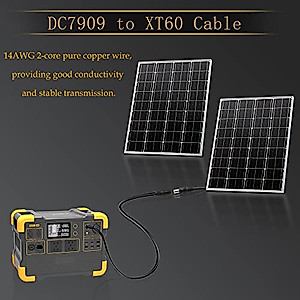 QIANRENON XT60 to DC 8mm Adapter Cable 14AWG DC7.9mm*0.9mm Female to XT60 Female Connection Charge Cable 12V-24V,for Power Solar Panel Portable Solar Generator Lithium Battery Pack,1.5m/4.9ft Black