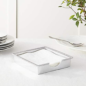 Mariposa Beaded Luncheon Napkin Holder, Silver