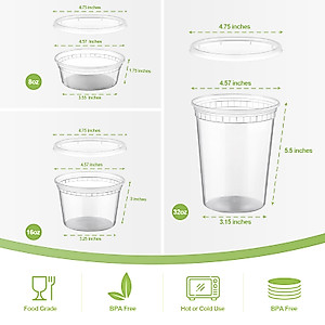 AOZITA 24 Sets Plastic Deli Food Containers With Lids, 8 oz 16oz 32oz Variety pack, Airtight Food Storage Containers, Freezer/Dishwasher/Microwave Safe, Soup Containers For Takeout Food Storage