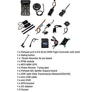 Pixhawk PX4 PIX 2.4.8 Flight Controller NEO-M8N GPS 3DR 915Mhz Radio Telemetry Set OSD Module PPM Module I2C Splitter Expand Module Power Module for FPV Quadcopter Multirotor …