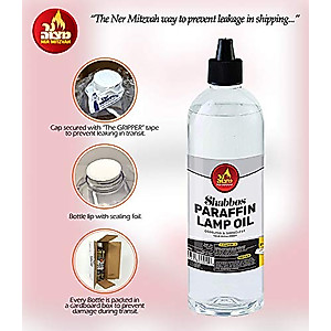 Paraffin Lamp Oil - Clear Smokeless, Odorless, Clean Burning Fuel for Indoor and Outdoor Use with E-Z Fill Cap and Pouring Spout - 32oz - by Ner Mitzvah