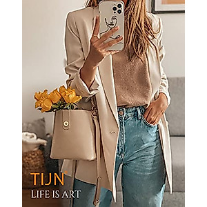 TIJN Crossbody Handbag for Women Top-Handle Leather Fashion Mini Tote Shoulder Bag Medium Size Retro Bucket Bag.cream (Guna)