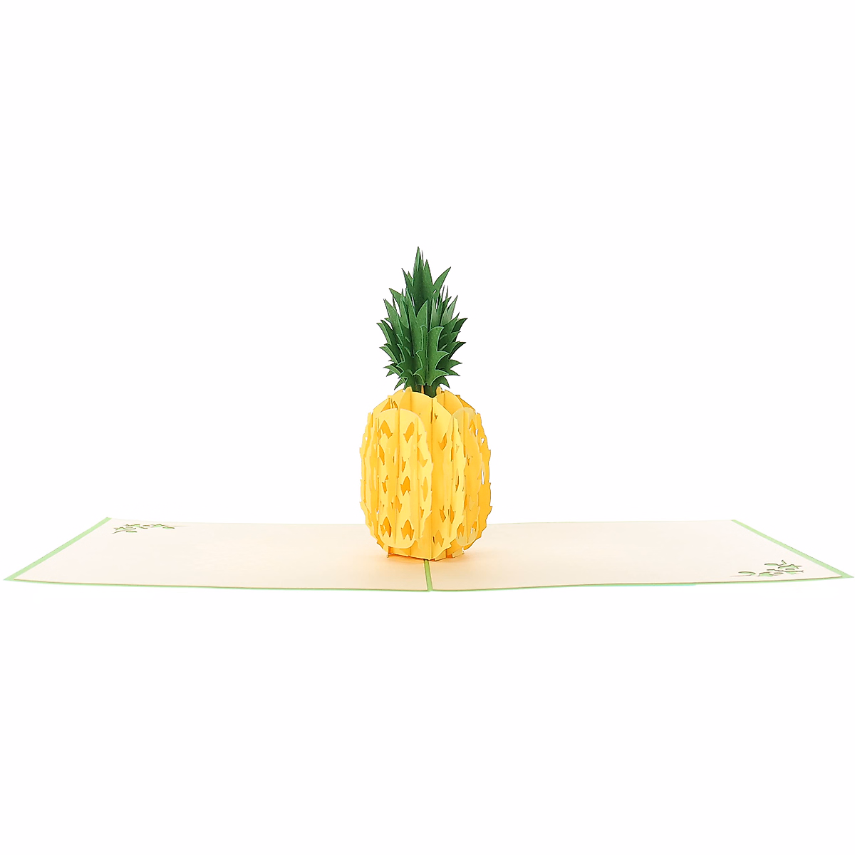 iGifts And Cards Hawaiian Pineapple 3D Pop Up Greeting Card - Fruit, Yellow, Sweet, Tropical, Green, Health, Hawaii, Half-Fold, Get Well, Just Because, Love, Special Days, Thank You, Happy Birthday