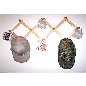 Expanding PEG Rack 10 Hooks Hardwood Multi-purpose Vertical or Horizontal Wall Mount (up to 30")