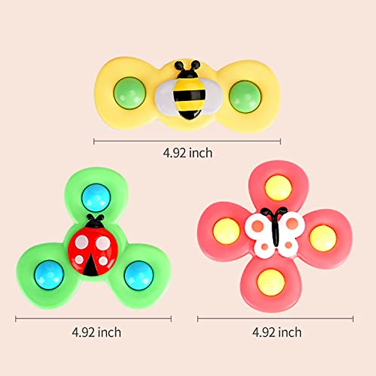 ALASOU 3PCS Suction Cup Spinner Toys for 1 Year Old Boy Girl|Spinning Top Baby Toys 6 12 18 Months|1 2 Year Old Boy Birthday Gift|Baby Bath Toys for Kids Ages 1-3|Sensory Toys for Toddlers 1-3