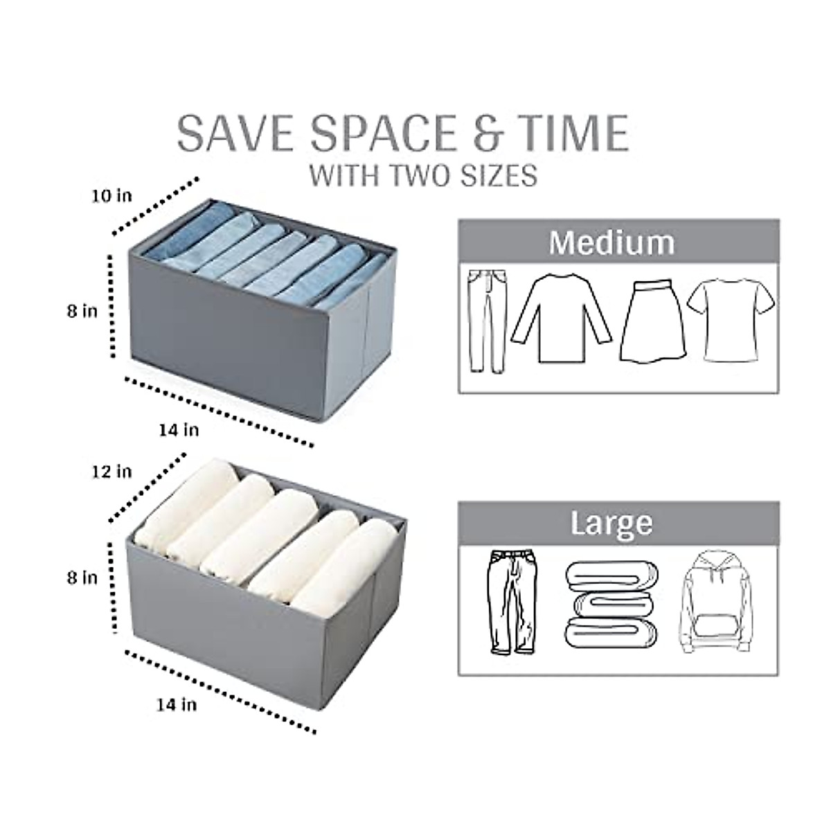 ZMVM – 2pk Closet Organizers and Storage – Foldable Clothes Organizer –Wardrobe Clothes Organizer with PP Board – Washable Clothes Organizer for Folded Clothes – 7 Grid Medium Pants Organizer (2pcs)