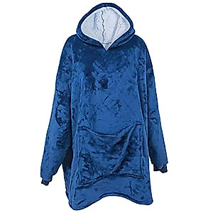 Ustyle Wearable Blanket Oversized Hoodie Blanket for Adults Cozy Sherpa Fleece Blanket Hoodie with Giant Pocket One Size Fits Most